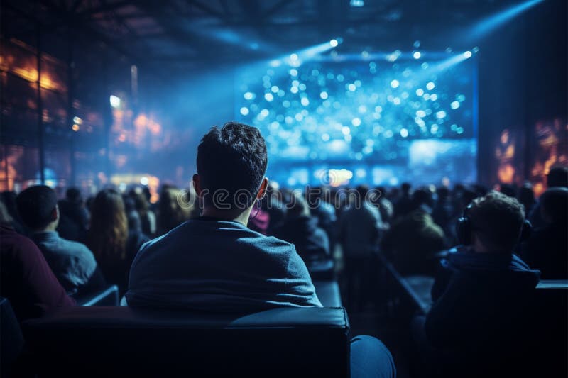 Blue Themed Conference Rear View of Attendees, United in Knowledge ...