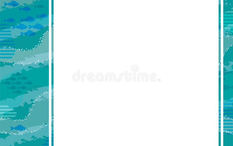 Blue-themed Vector Illustration Featuring a Fish-inspired Border Design ...