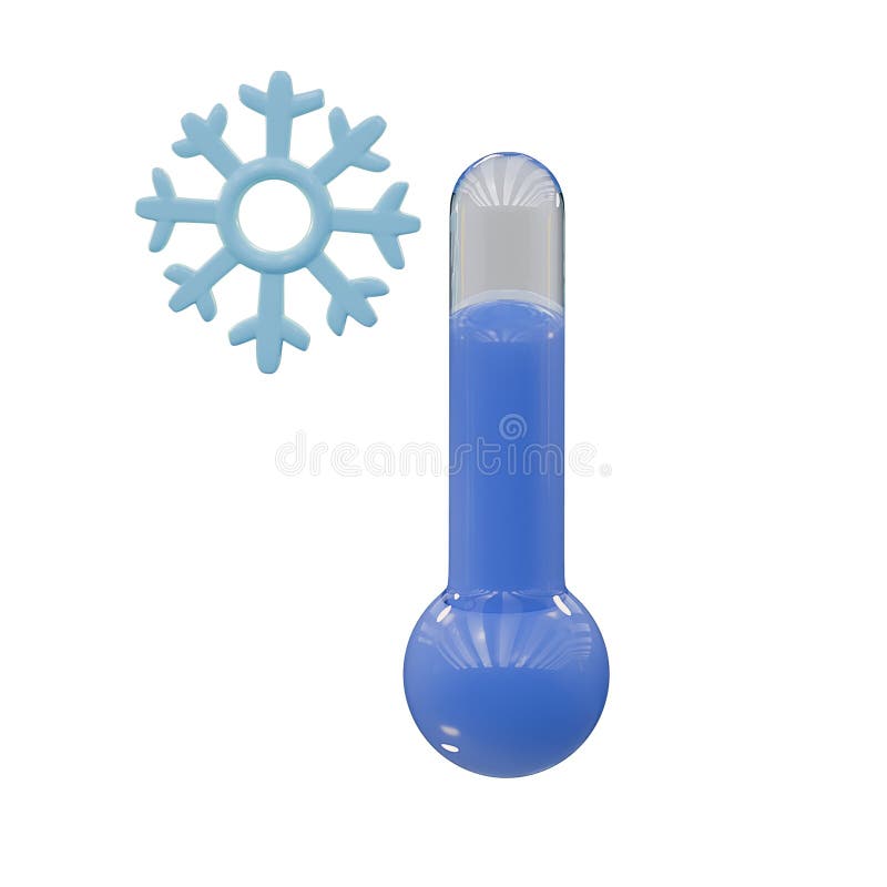 Blue Thermometer and Snowflake Icon Representing Cold Weather and ...