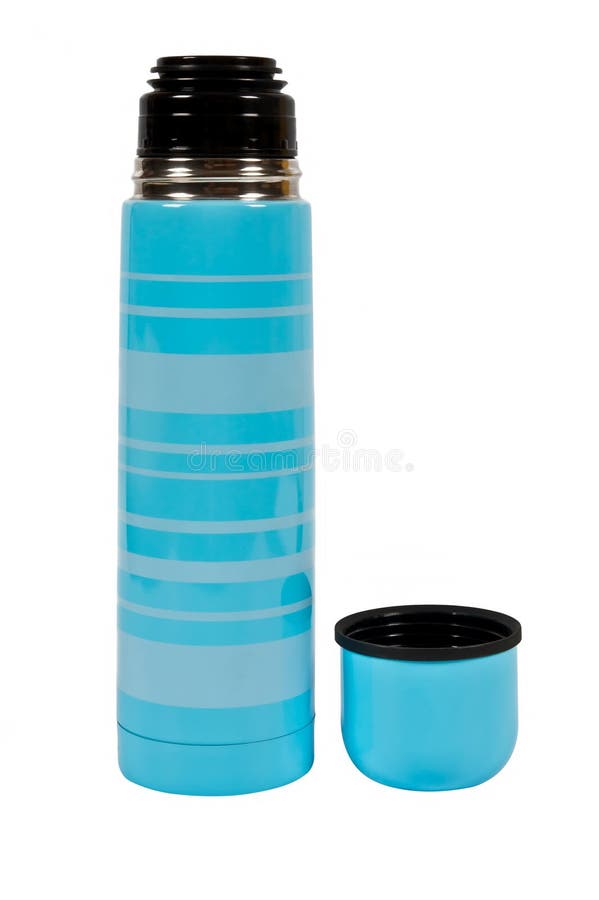 Blue thermos stock photo. Image of plastic, temperature - 18042624
