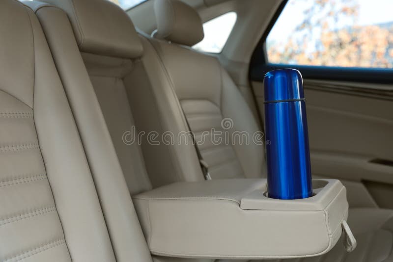 Blue Thermos in Holder Inside of Car Stock Image - Image of equipment ...