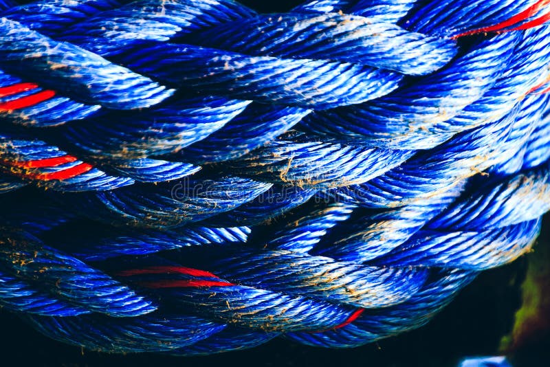 Blue Thick Rope on the Ground Stock Photo - Image of thread, closeup ...