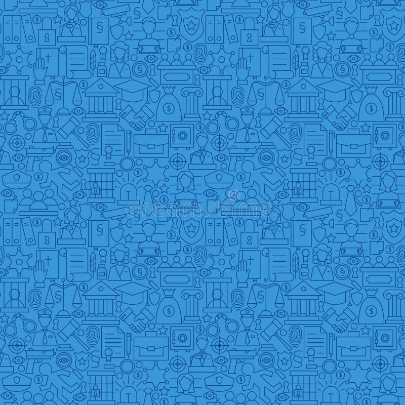 Blue Thin Line Law and Justice Seamless Pattern Stock Vector ...