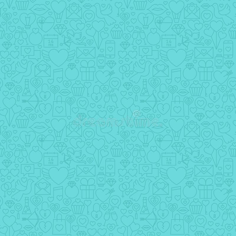 Blue Thin Line Valentine`s Day Seamless Pattern Stock Vector ...