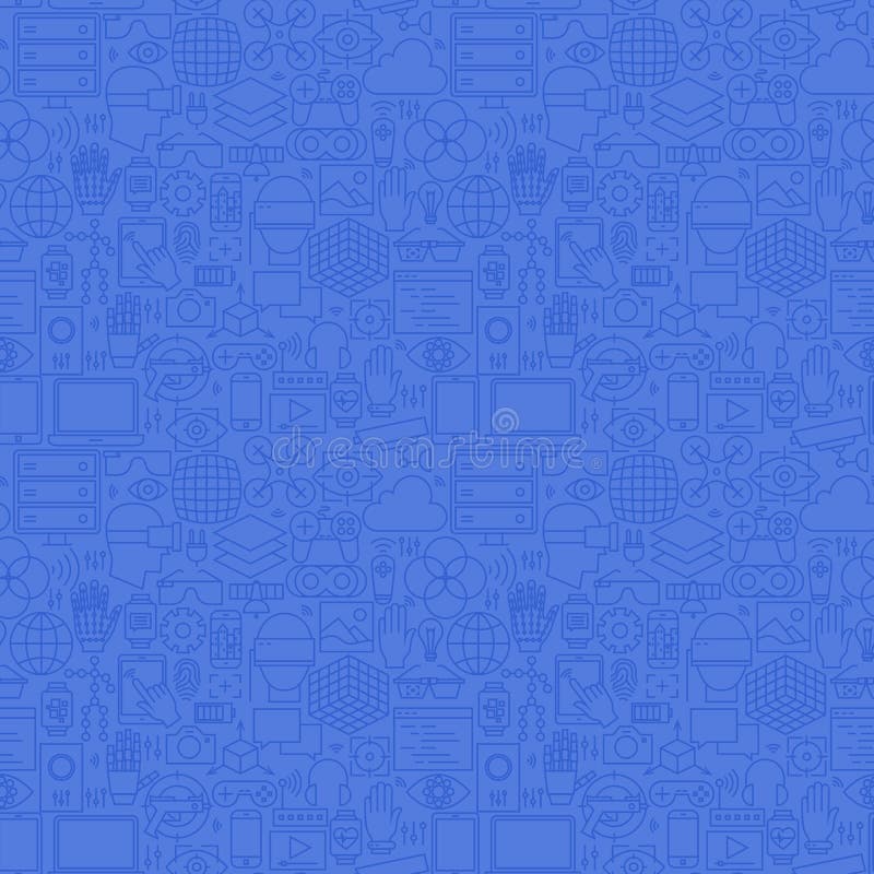 Blue Thin Line Virtual Reality Seamless Pattern Stock Vector ...
