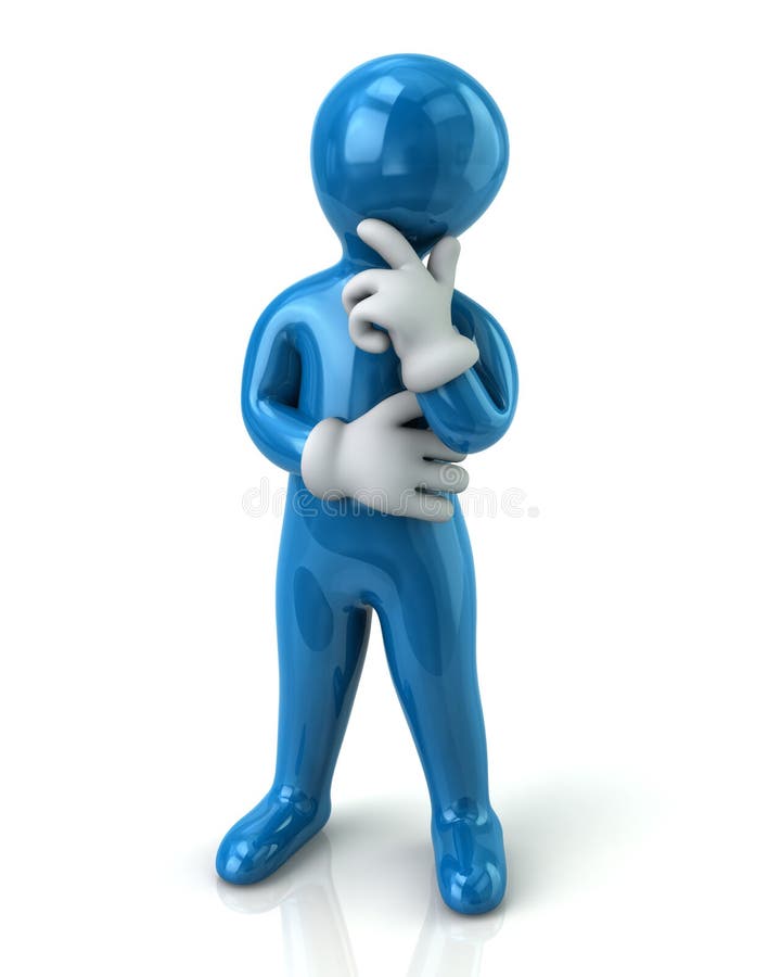 Blue thinking man stock illustration. Illustration of confusion - 60825275
