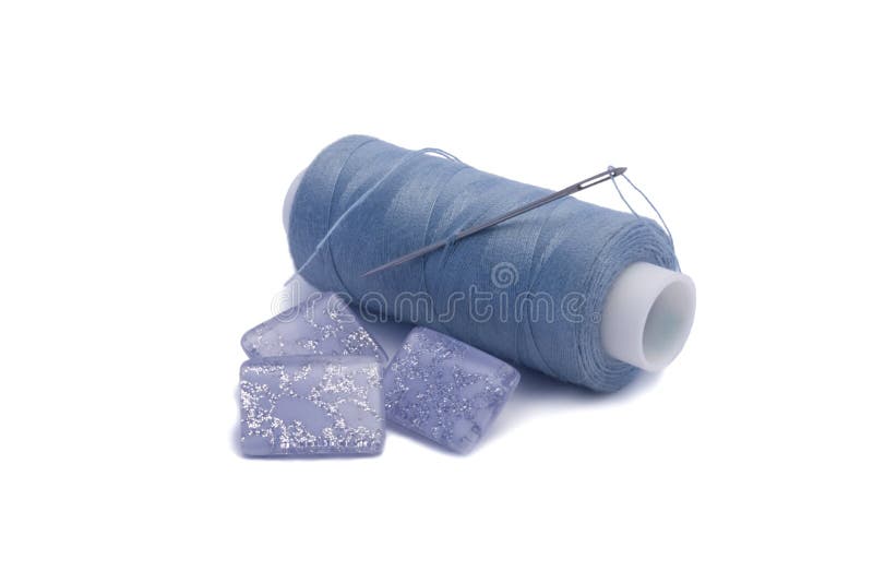 Blue Thread in the Shape of a Symbol of Love of Heart on a Gold ...