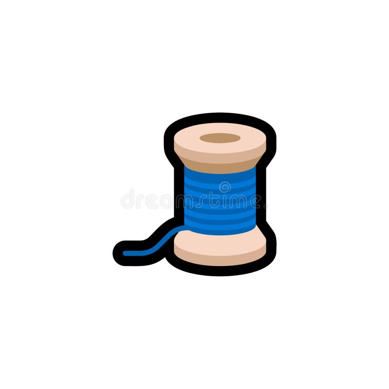 Blue Thread Spool, Sewing Supplies Icon Stock Illustration ...