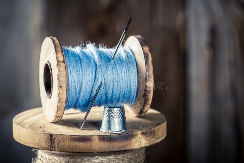 Blue Threads and Big Needle Stock Image - Image of machine, workshop ...