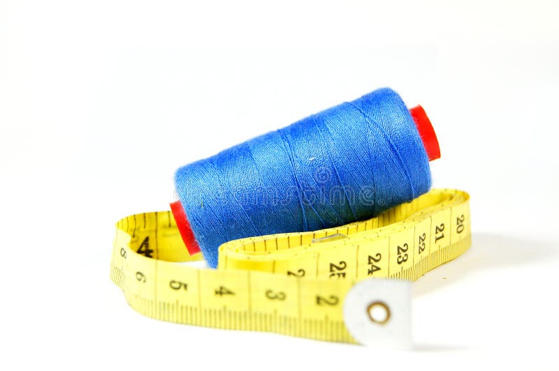 Blue Threads with Measuring Tape Stock Image - Image of pattern, bright ...