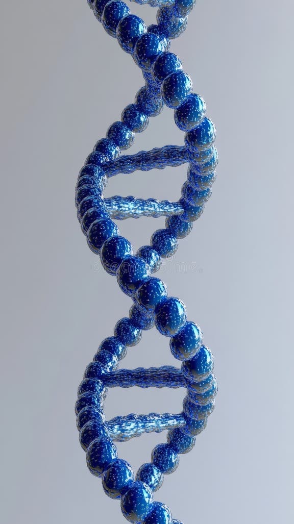 A Blue Three-dimensional Rendering of a DNA Double Helix Set Against a ...