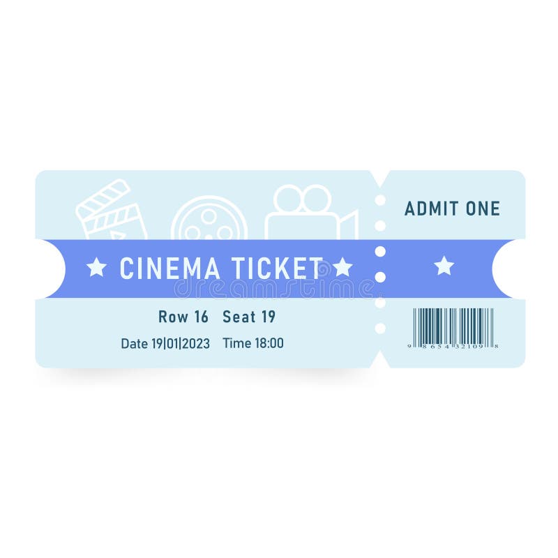 Blue Ticket To the Cinema. Vector Stock Vector - Illustration of ...
