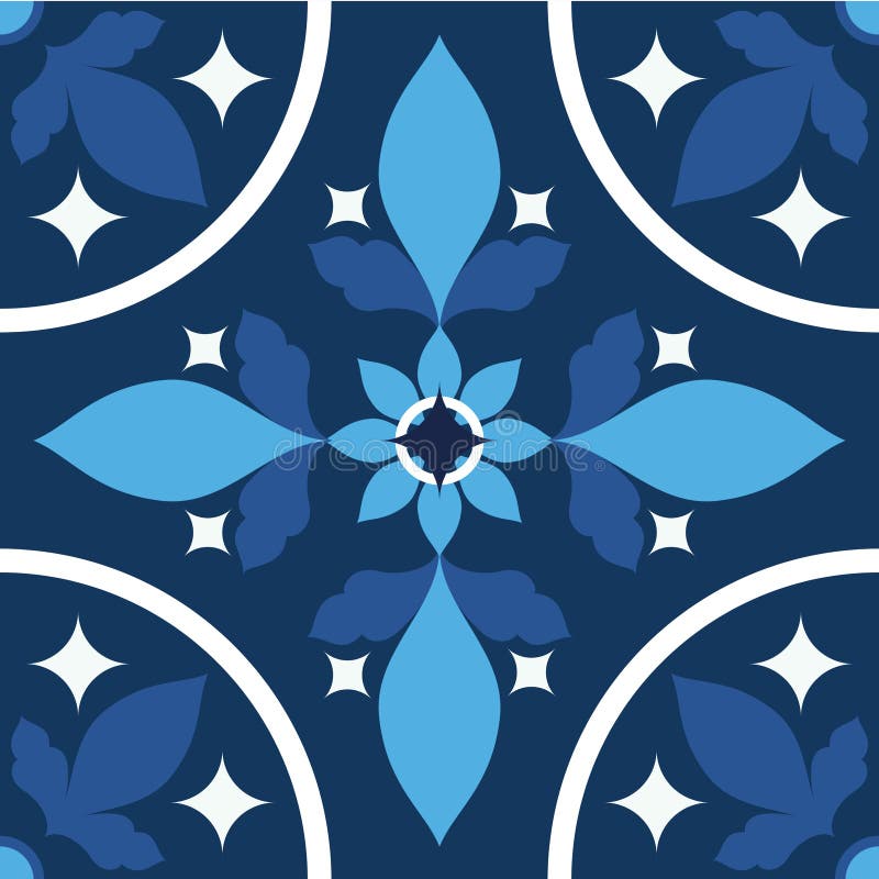 Blue tile design stock vector. Illustration of ornaments - 227841825