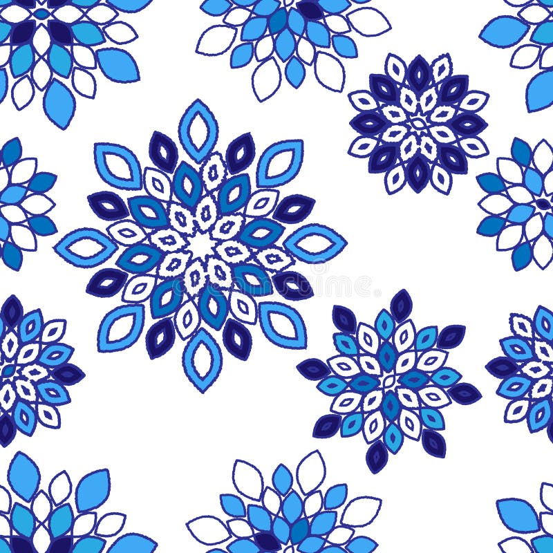 Blue Tile Floral Repeat Pattern Background Design Stock Vector ...