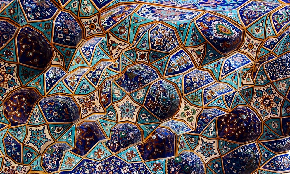 Blue Tile Patterns, Shah Mosque Stock Photo - Image of motifs, iranian ...