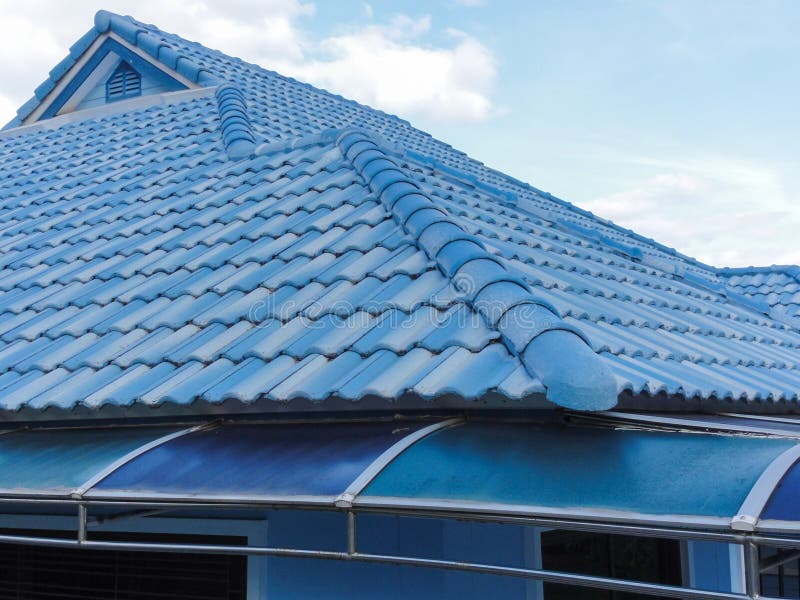 Blue tile roof stock photo. Image of blue, building, pattern - 89351820