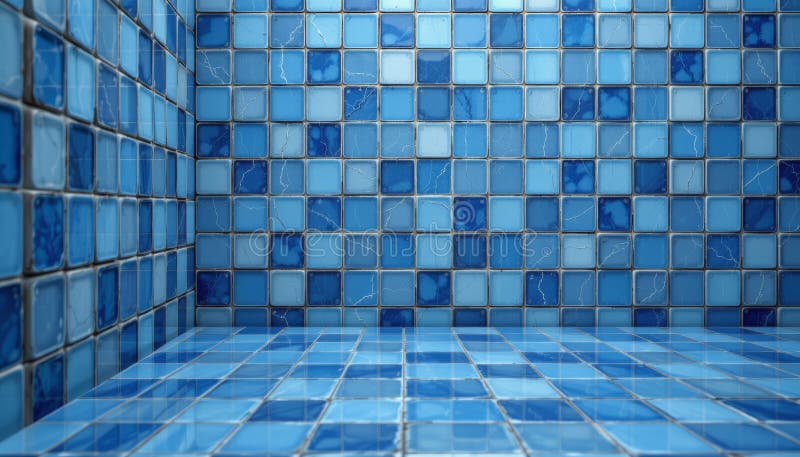 Blue Tile Wall Floor Square Ceramic Glossy Pattern Interior Design ...