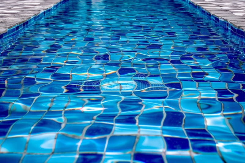 Blue Tiled Pool Creates Abstract Backdrop with Serene Rippling Aqua ...