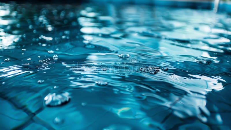 Blue Tiled Pool with Water Droplets Stock Photo - Image of summer ...