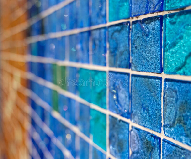 Blue Tiles Grid Fades Off stock photo. Image of small - 197332986