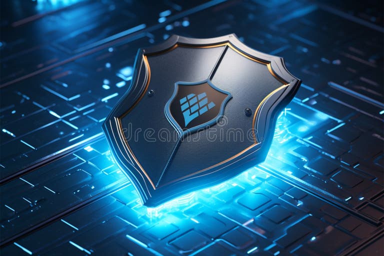 Blue Tinged 3D Render Features a Protective Shield in a Tech ...