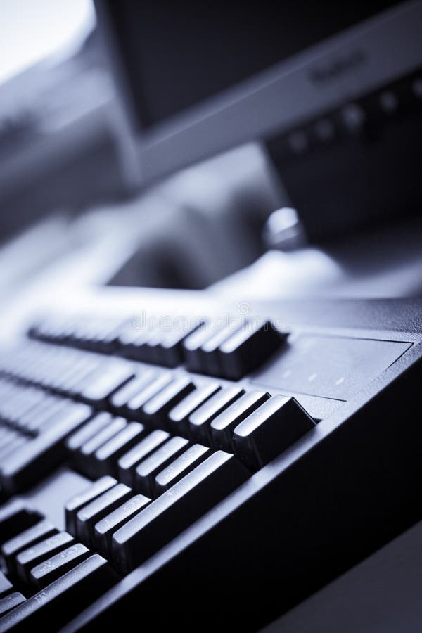 Blue Tint Office Computer Keyboard Stock Image - Image of busy, keys ...