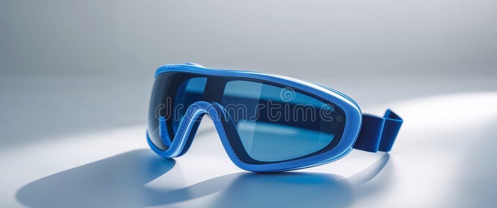 Blue Tinted Goggles Sit Neatly on a White Surface Stock Image - Image ...