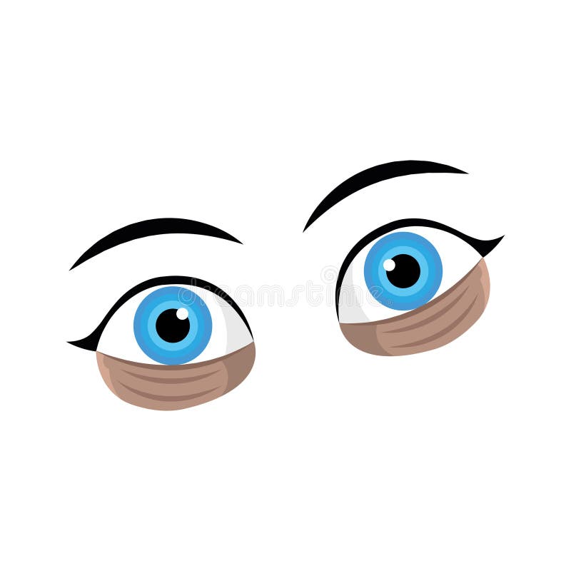 Blue Tired Cartoon Eyes Pair. Vector Stock Vector - Illustration of ...