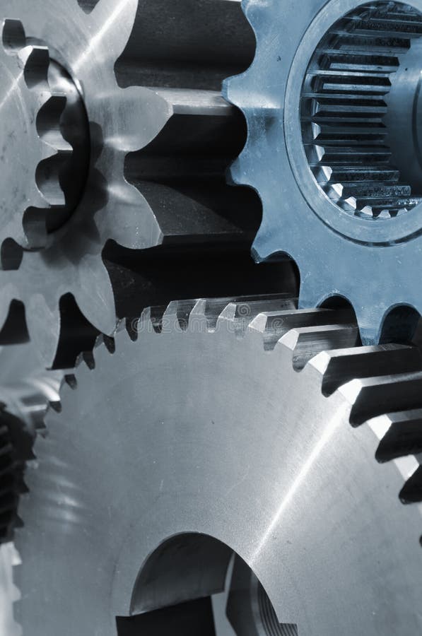 Blue Titanium and Steel Gears Stock Image - Image of equipment, gears ...
