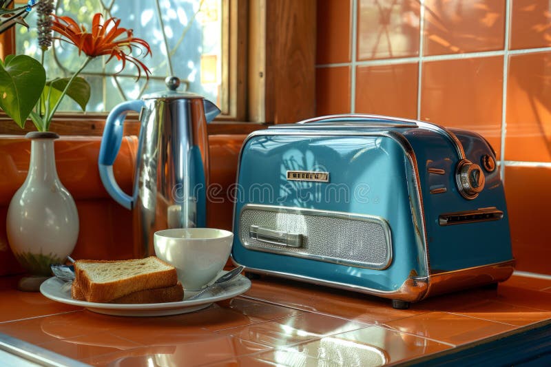 Blue Vintage Toaster Brings Back Old-School Charm. AI Generative Stock ...