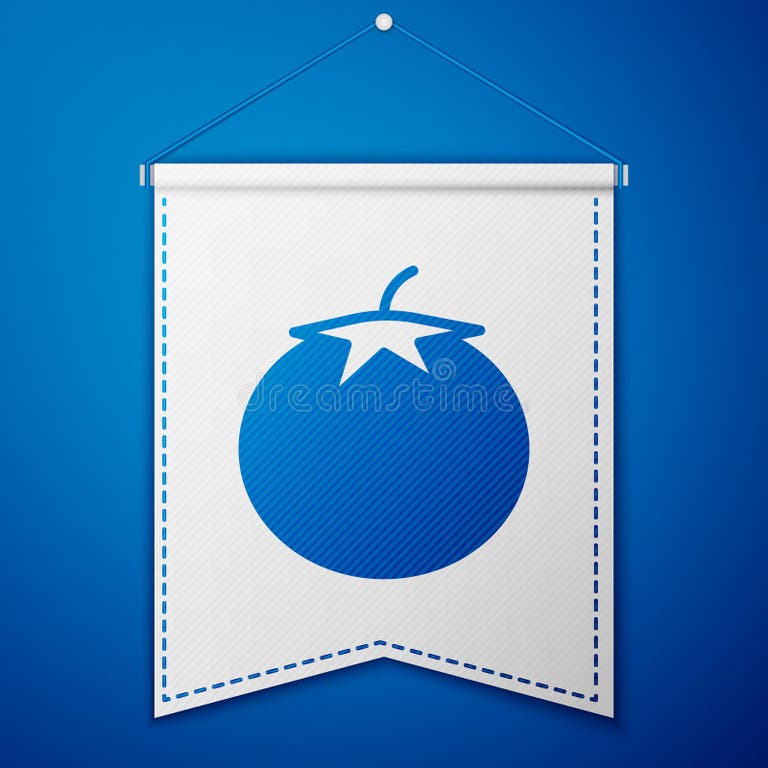 Blue Tomato Icon Isolated on Blue Background. White Pennant Template ...