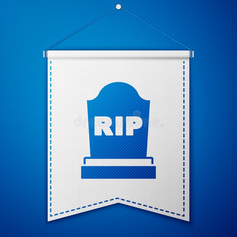 Blue Tombstone with RIP Written on it Icon Isolated on Blue Background ...