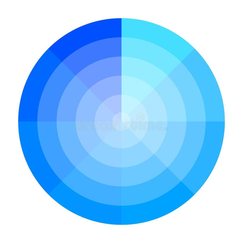 Blue Tone Circle. Radial Color Wheel. Vector Gradient Palette. Cool ...