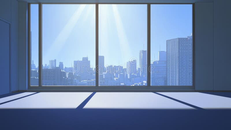 Blue Tone Cityscape with Strong Window Sunlight Beams Stock ...