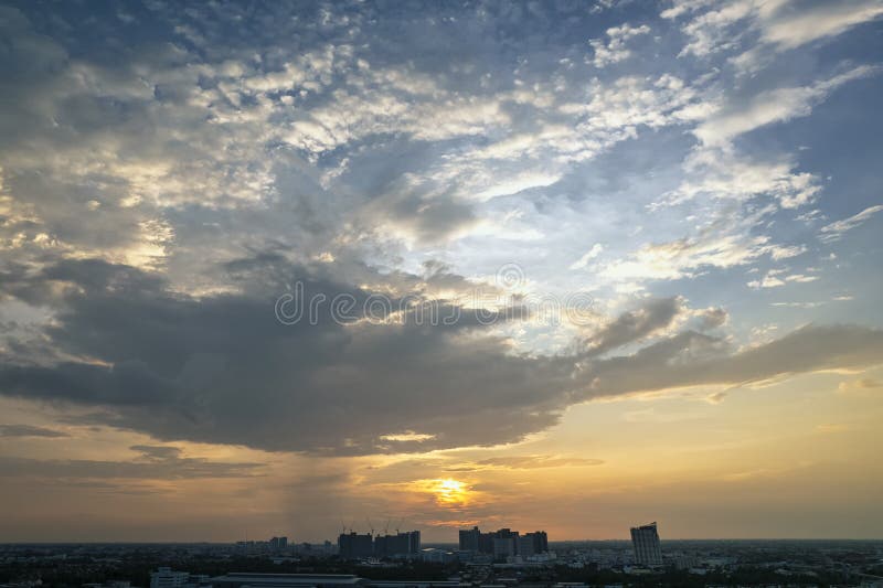 Blue tone and sunset sky stock image. Image of orange - 259881885