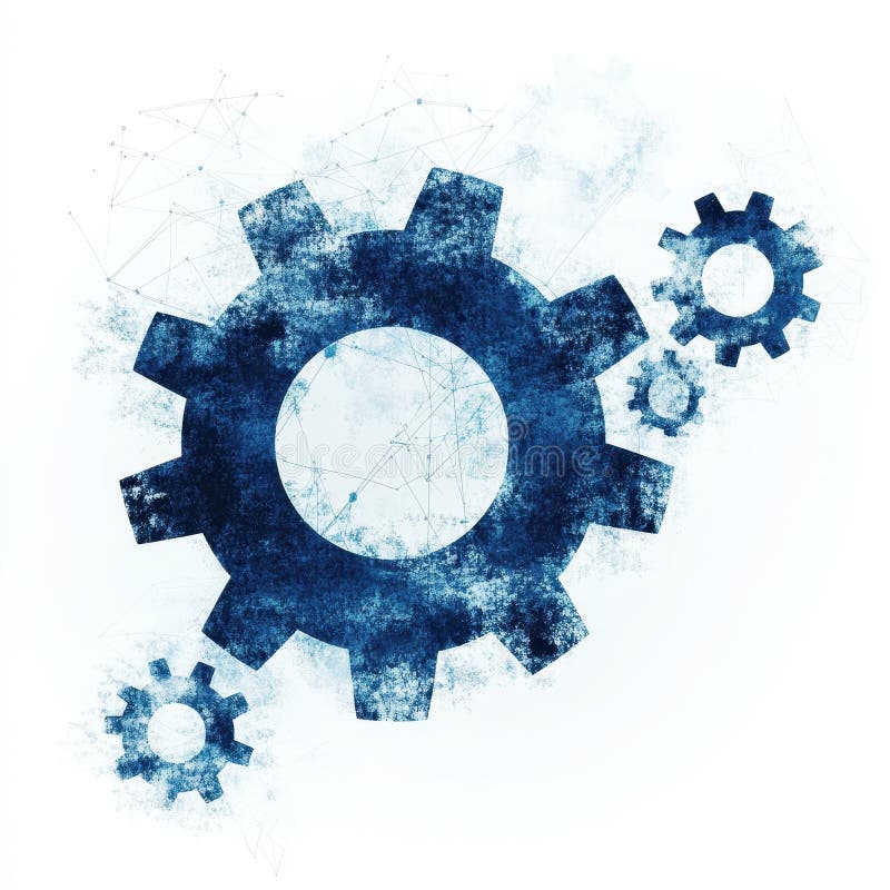 Blue-toned Abstract Gears in a Futuristic Setting Stock Image - Image ...
