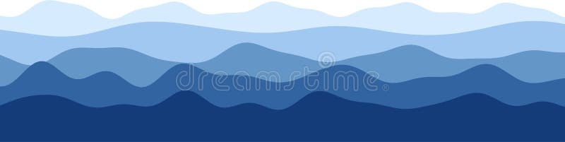 Blue Toned Abstract Mountain Landscape with Overlapping Wavy Layers ...