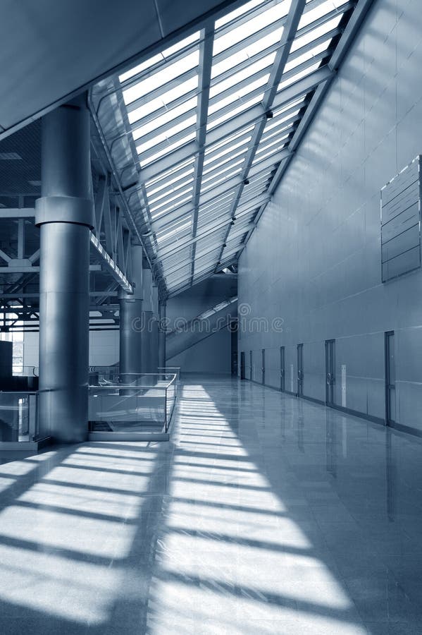 Blue Toned Building Interior Stock Image - Image of window, blue: 10893037