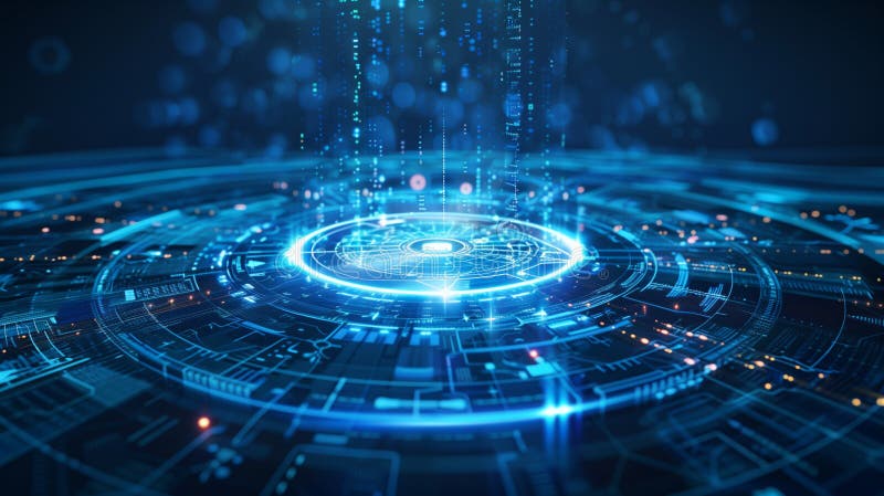 Blue-Toned Circular Circuit with Rising Light Blue Lights Stock ...