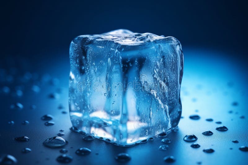 Blue-toned Ice Cube Melting in a Captivating Display Stock Illustration ...