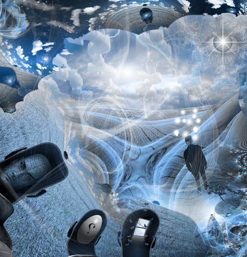 Blue Toned Psychedelic Abstract Stock Illustration - Illustration of ...