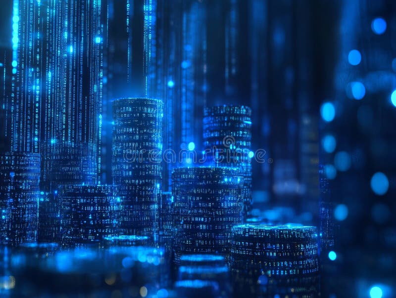 Blue Toned Visualization of Digital Data and Economic Growth Stock ...