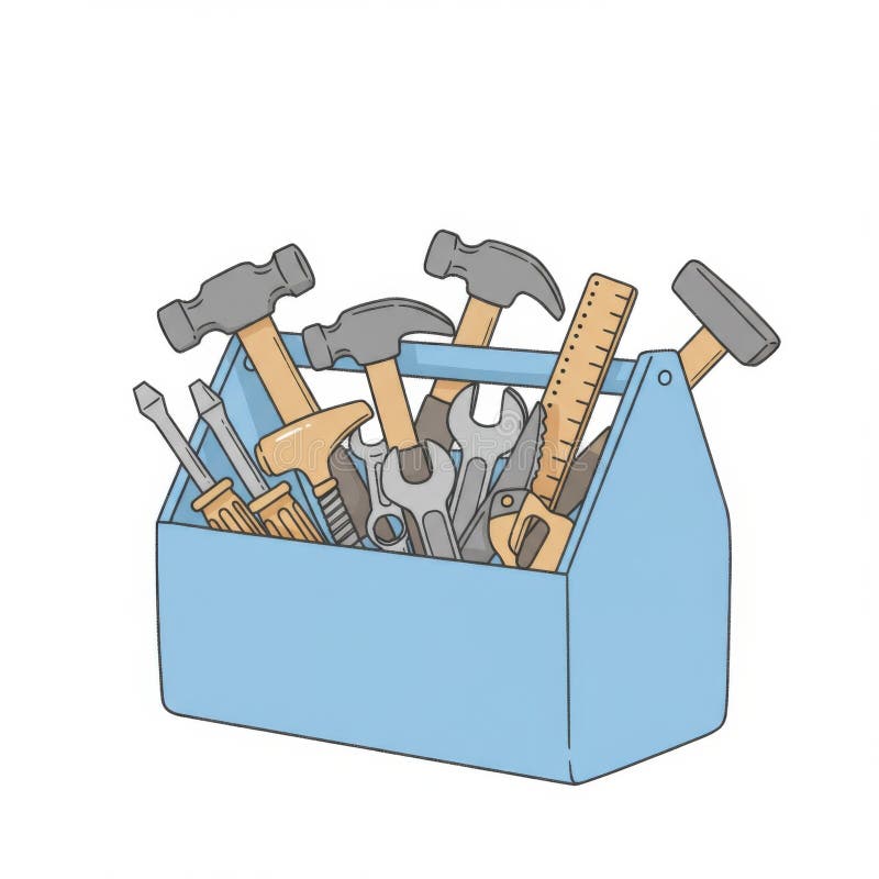 Blue Toolbox with Various Hand Tools Illustration Stock Illustration ...