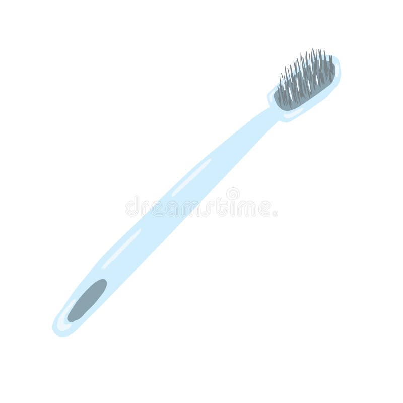 Blue Toothbrush Icon Element. Vector Hand Drawn Illustration Stock ...