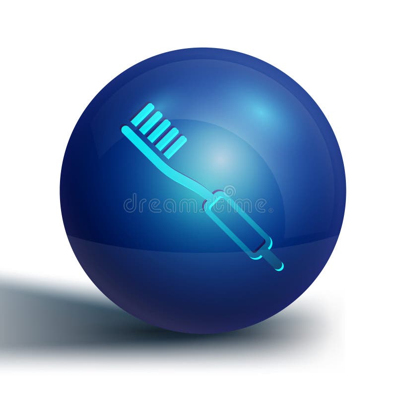 Blue Toothbrush Icon Isolated on White Background. Blue Circle Button ...