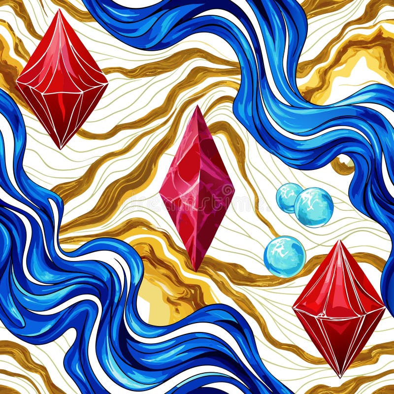 Blue Topaz. Red Ruby. and Gold Liquid Waves Wallpaper. Marbles Texture ...