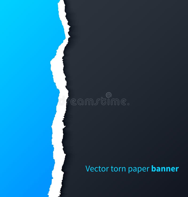 Blue Torn Paper with Drop Shadows on Dark Stock Vector - Illustration ...
