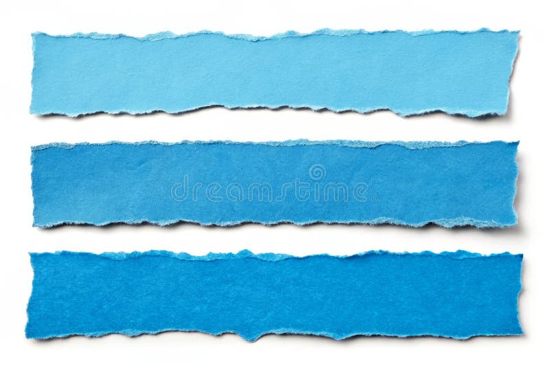 Blue Torn Paper Strips on White Background for Creative Design and ...