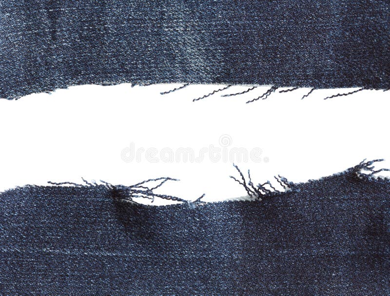Banner with Blue Torn Pieces of Jeans, Fabric Texture Isolated on White ...