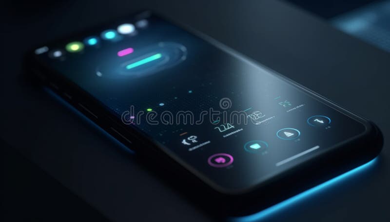 Blue Touch Screen Illuminated with Modern Design Generated by AI Stock ...